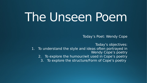 Unseen Poetry | Teaching Resources