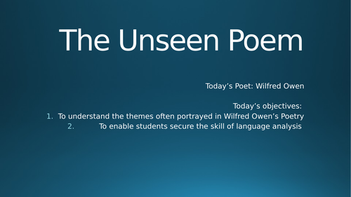 Unseen Poetry | Teaching Resources