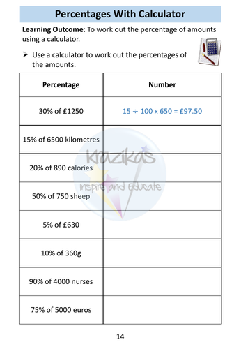 Percentages Workbook Level 1 Maths Functional Skills | Teaching Resources