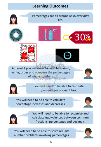 Percentages Workbook Level 1 Maths Functional Skills | Teaching Resources