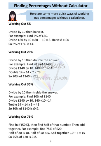 Percentages Workbook Level 1 Maths Functional Skills | Teaching Resources