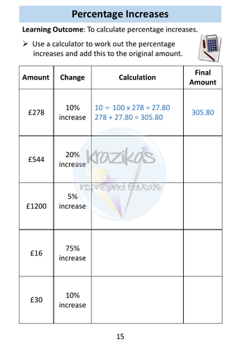 Percentages Workbook Level 1 Maths Functional Skills | Teaching Resources