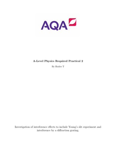 AQA A-Level Physics Required Practical 2 | Teaching Resources