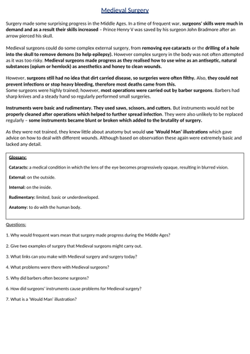 Medieval Surgery | Teaching Resources