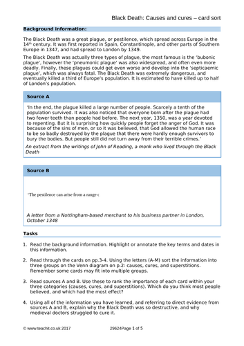 The Black Death - Medieval Medicine | Teaching Resources