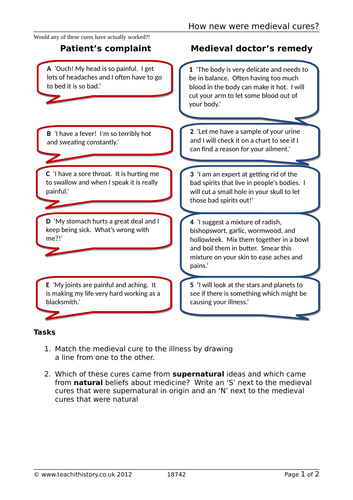 Medieval Medicine - MTT GCSE (Edexcel) Lessons 1-9 | Teaching Resources
