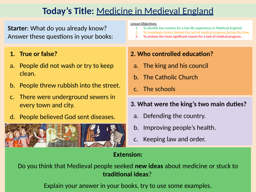 Medieval Medicine - MTT GCSE (Edexcel) Lessons 1-9 | Teaching Resources