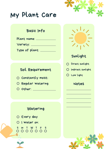 Horticulture/Gardening Plant Care Checklist | Teaching Resources