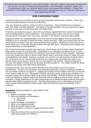 Functional Foods | Teaching Resources
