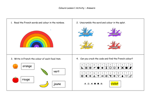 KS2 French Colours and Clothing - Lesson 1 Common Colours | Teaching ...