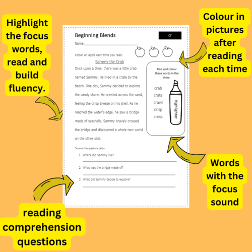 Master Phonics: Beginning Blends Reading Comprehension Passages ...