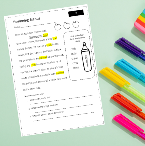 Master Phonics: Beginning Blends Reading Comprehension Passages ...