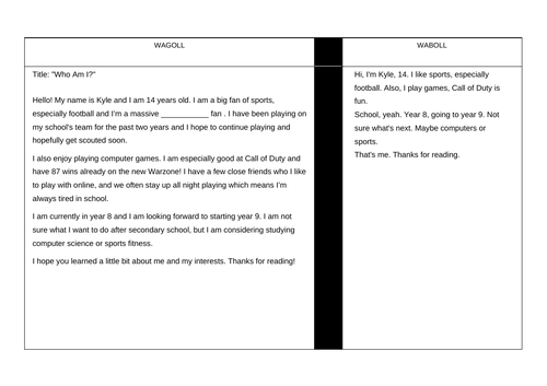 Identity Project - First week back - Ice Breaking - Getting to know you ...