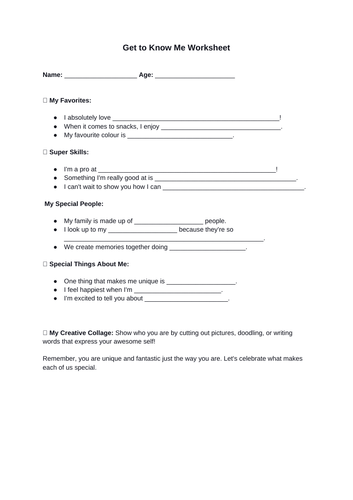 Identity Project - First week back - Ice Breaking - Getting to know you ...