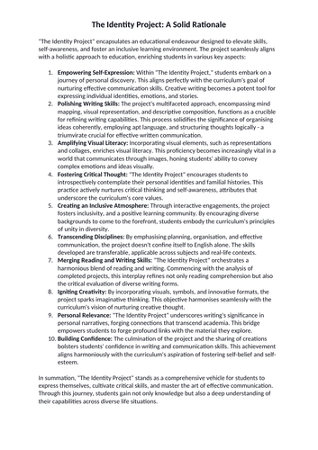 Identity Project - First week back - Ice Breaking - Getting to know you ...