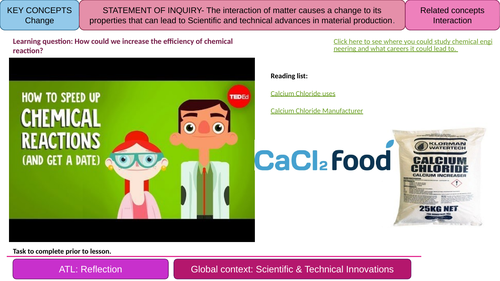 Outstanding lesson MYP Inquiry- Rates of reaction Chemistry | Teaching ...