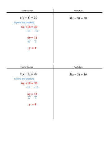 Solve Equations (with Brackets) | Teaching Resources