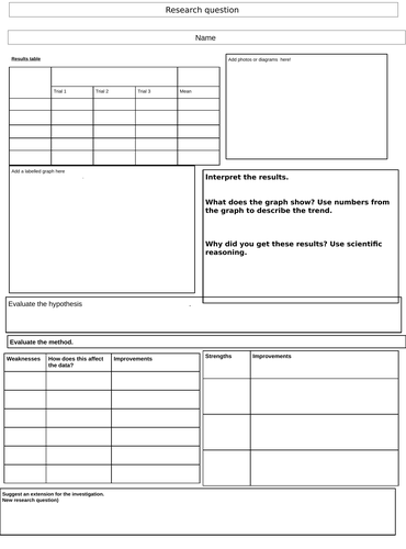 MYP Science Criterion C Poster Template for Students to complete their ...