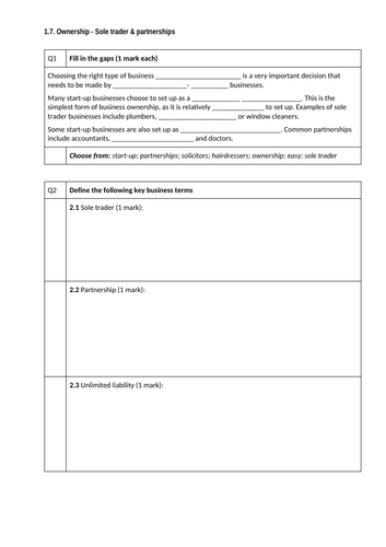 Partnerships (Lesson 14) - GCSE Business | Teaching Resources