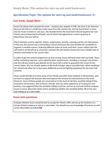 Business Ownership case study (Lesson 16) - GCSE Business | Teaching ...