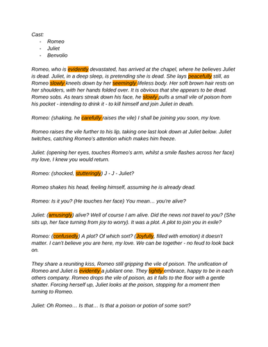 Romeo and Juliet Y5/6 Script writing | Teaching Resources