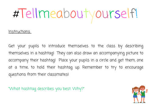 Back to School Icebreaker - # Tell Me About Yourself! Fun Get to Know ...