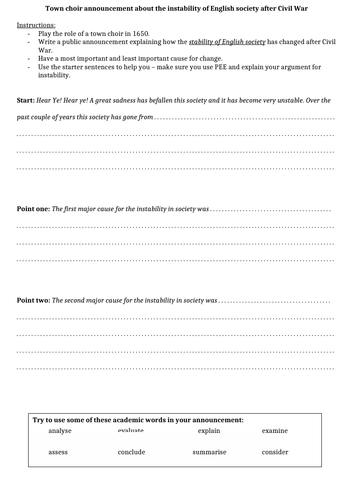 English Ciivl War - The Rump Parliament creation | Teaching Resources