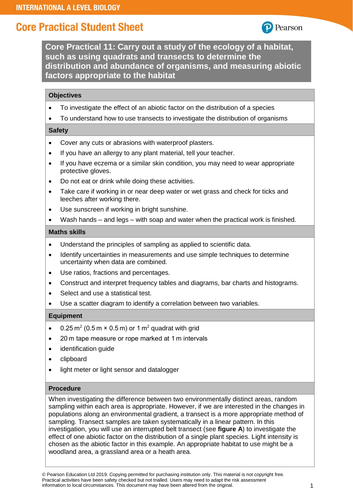 Studying the Ecology of a Habitat - Ecological Sampling - Oxford AQA A ...