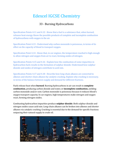 Edexcel IGCSE Chemistry Worksheets Chapter 7 - Organic Chemistry ...