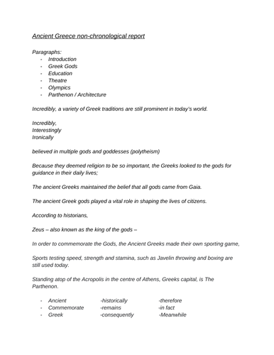 Ancient Greece non-chronological report | Teaching Resources
