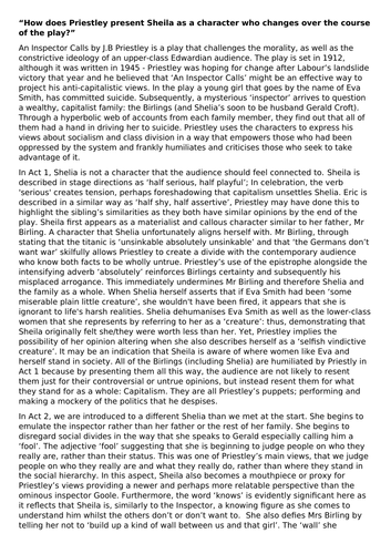 An Inspector Calls grade 9 essay - An Inspector Calls grade 9 essay -