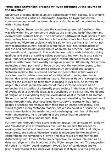 Jekyll & Hyde grade 9 essay - "How is Hyde presented" | Teaching Resources
