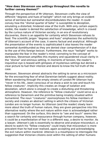 Jekyll & Hyde grade 9 essay - "Use of setting within the novella ...