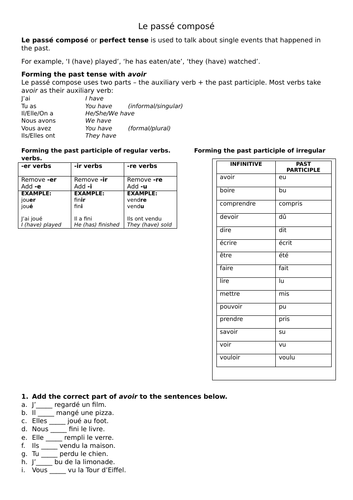 Le passé composé booklet | Teaching Resources