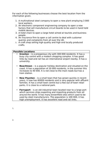 Business Location (Lesson 24 & 25) - GCSE Business | Teaching Resources