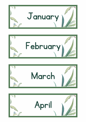 Botanical Months of the Year labels | Teaching Resources