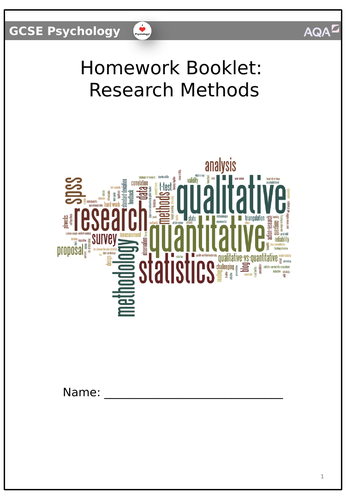 AQA GCSE Psychology: Research Methods Homework Workbook/Booklet ...