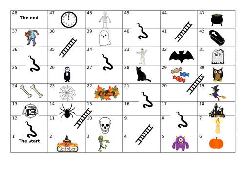 Halloween Snakes and Ladders English | Teaching Resources