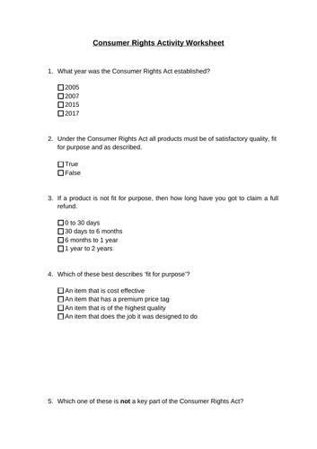 Employment & Consumer Law (Lesson 16) - GCSE Business | Teaching Resources