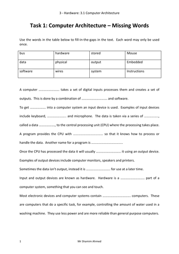 iGCSE Computer Science - Unit 3 Hardware - 3.1 Computer Archtecture ... iGCSE Computer Science - Unit 3 Hardware - 3.1 Computer Archtecture ...