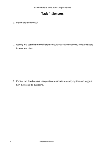iGCSE Computer Science - Unit 3 Hardware - 3.2 Input and Output Devices ...