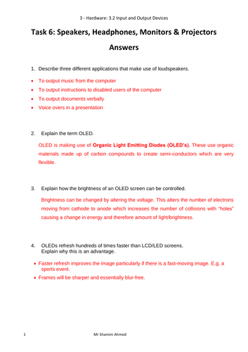Igcse Computer Science Unit 3 Hardware 3 2 Input And Output Devices