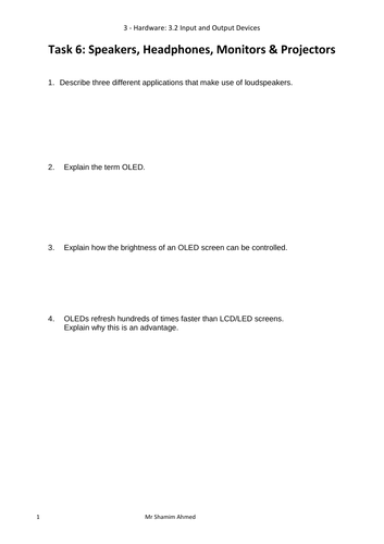 Igcse Computer Science Unit 3 Hardware 3 2 Input And Output Devices