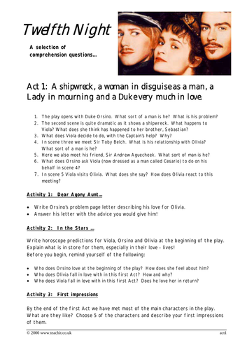 Twelfth Night FULL Scheme of work for Year 8 | Teaching Resources