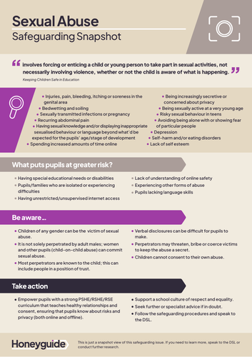 Safeguarding Training Snapshot - Sexual Abuse | Teaching Resources