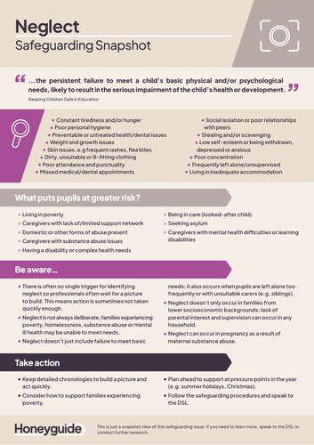 Safeguarding Training Snapshot - Neglect | Teaching Resources