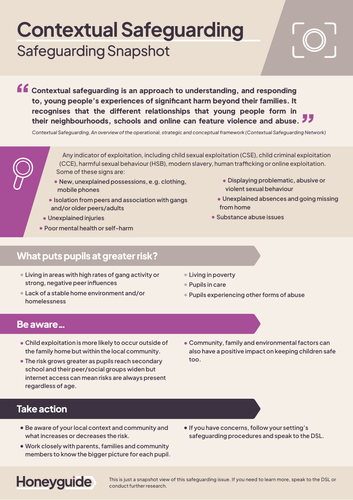 Safeguarding Training Snapshot - Contextual Safeguarding | Teaching ...