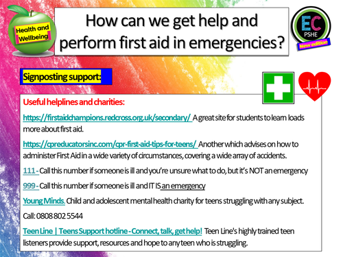 First Aid PSHE | Teaching Resources