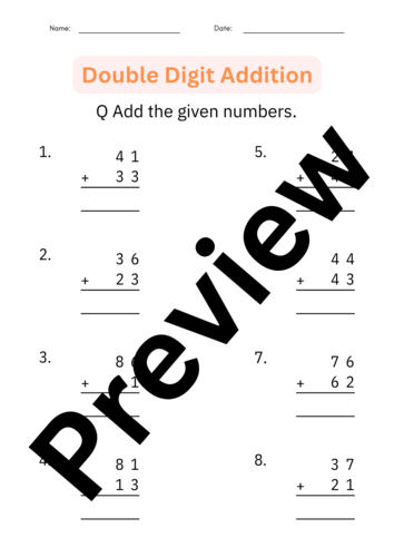Double Digit Addition with regrouping worksheets - 2 digit addition for ...