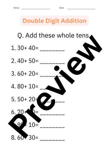 Double Digit Addition with regrouping worksheets - 2 digit addition for ...